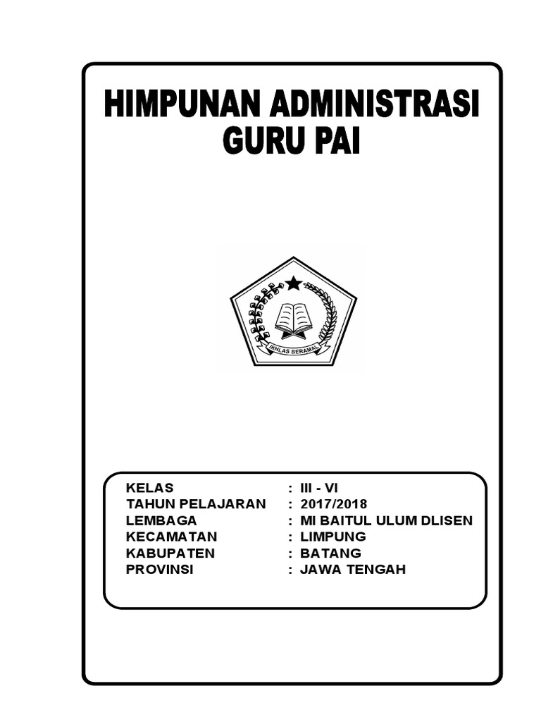 01 COVER ADMINISTRASI GURU KELAS | PDF