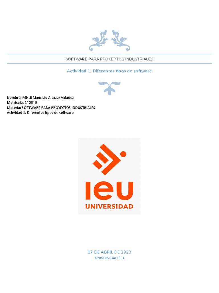 ACT 1 Software para Proyectos Industriales | PDF | Software | Planificación de recursos ...