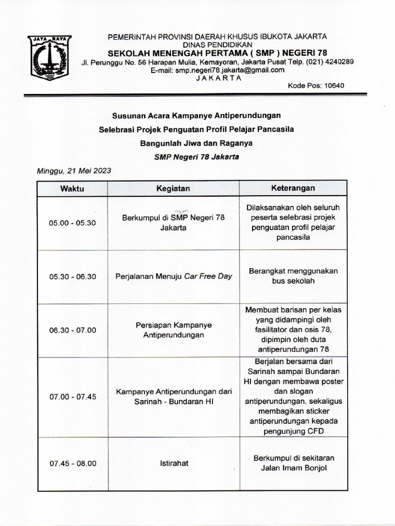 Susunan Acara Kampanye Antiperundungan P5 | PDF