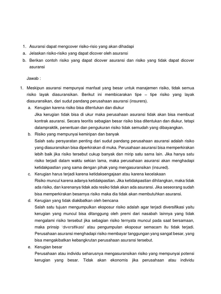 Tugas 2 Manajemen Risiko Dan Asuransi | PDF