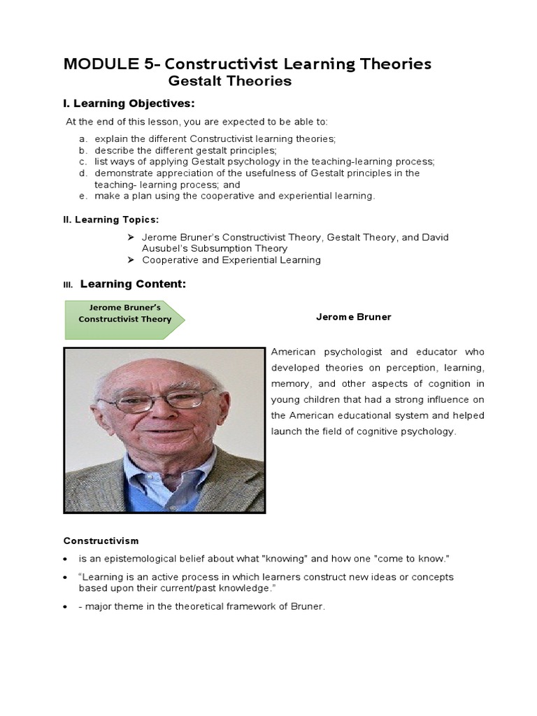 MODULE 5 - Gestalt Theory | PDF | Constructivism (Philosophy Of ...