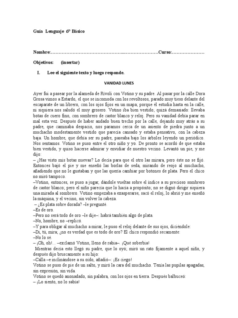 Guía 6to Basico Novela | PDF