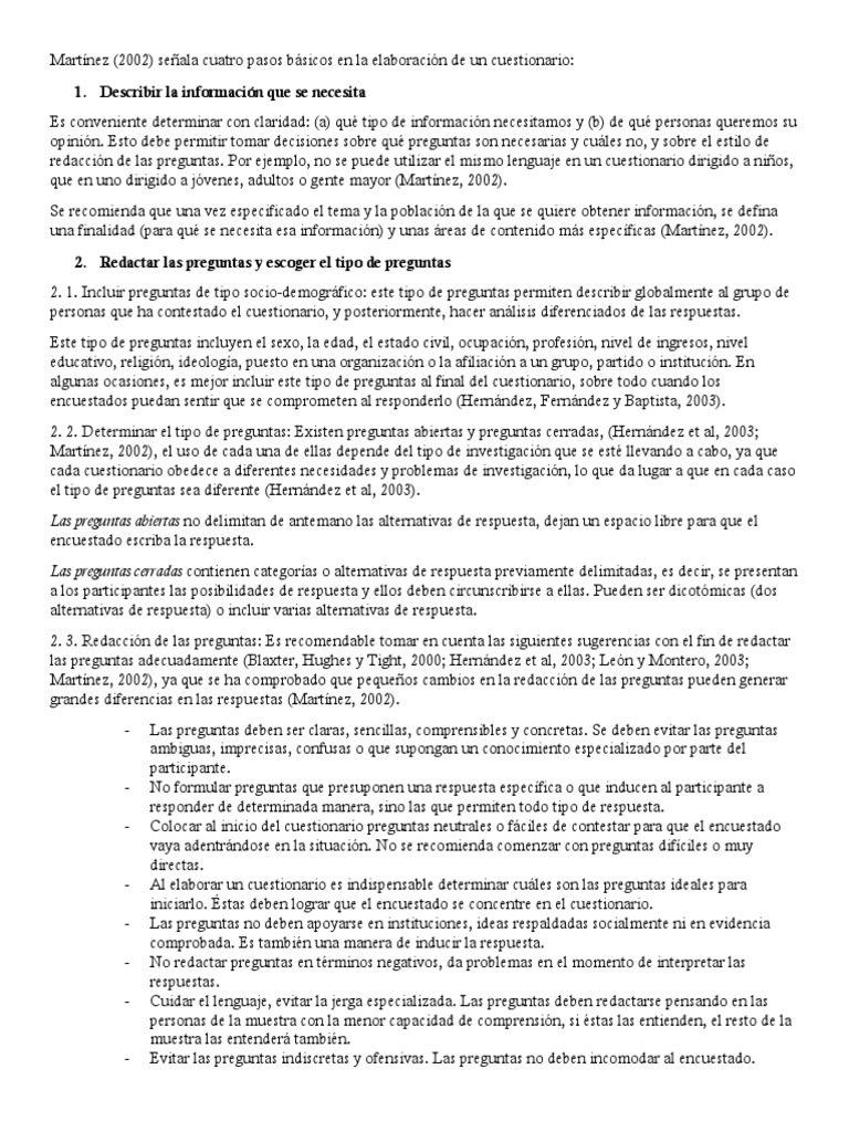 Elaboración de Un Cuestionario. | PDF | Cuestionario