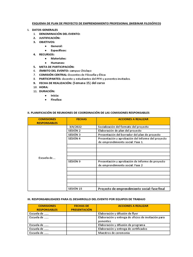 Formato para Proyecto de Emprendimiento Profesional | PDF