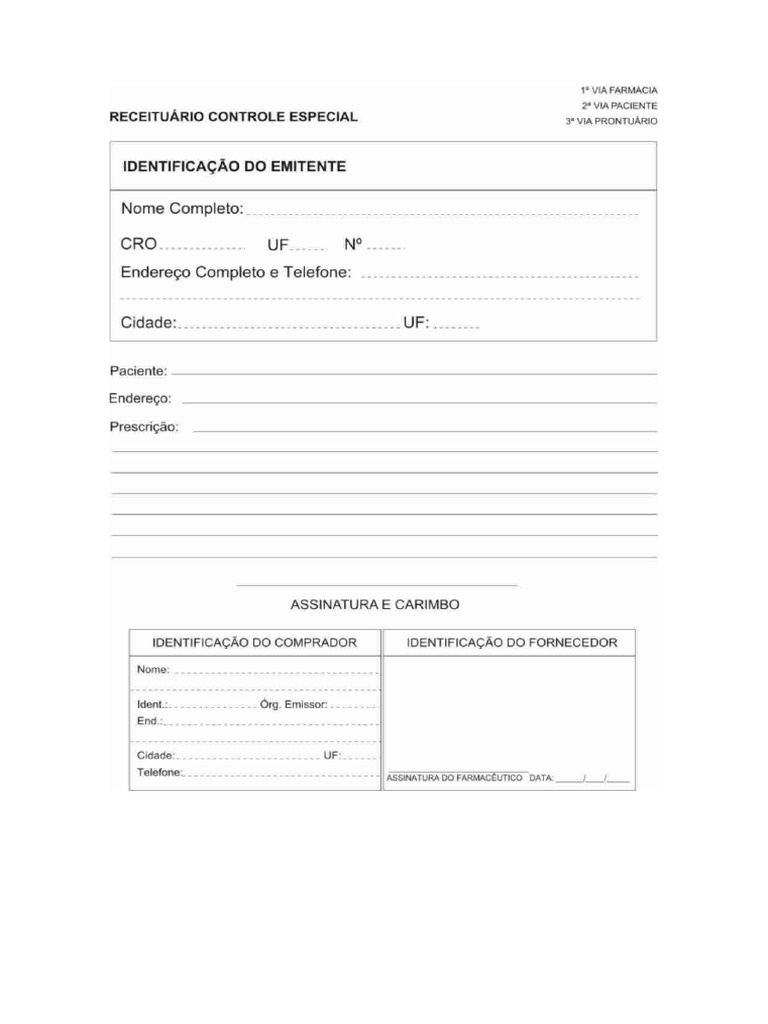 Receituario de Controle Especial | PDF Receituario de Controle Especial | PDF