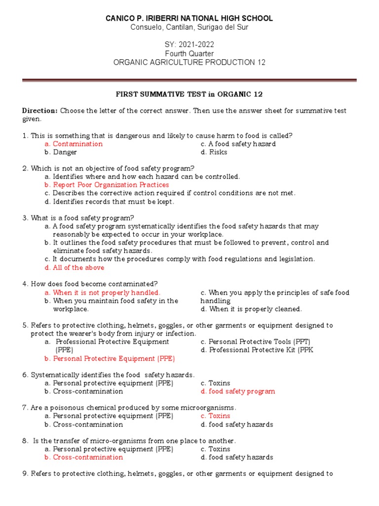 Q4 - 1 SUMMATIVE - Organic 12 (Autosaved) 2 | PDF | Personal Protective ...