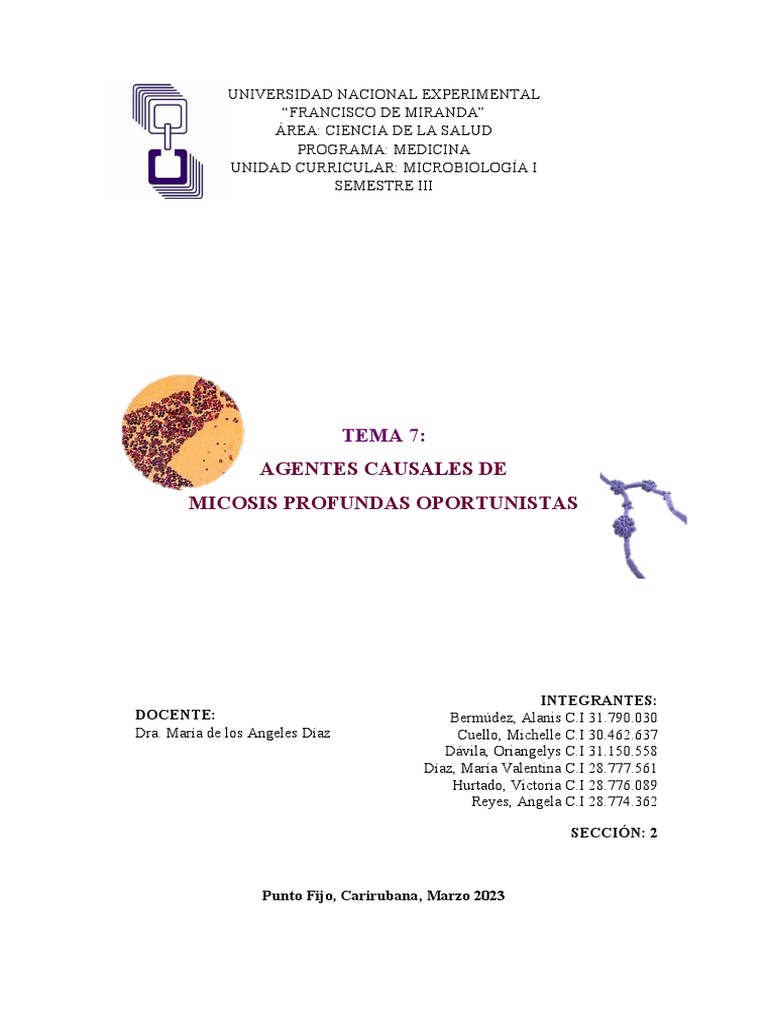 Guia Micro. Tema 7 Micosis Oportunistas | PDF | Candidiasis | Sistema inmune