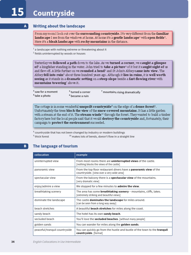 Vocabulary - Countryside, Towns and Cities | PDF | Landscape