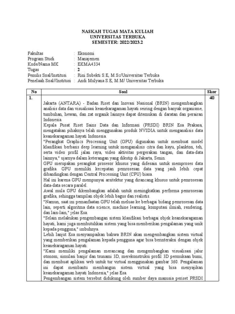 Naskah Ekma 4434 Tugas 2 | PDF