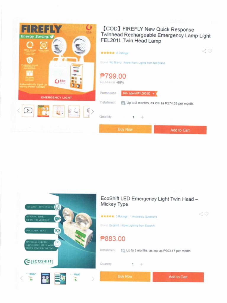 Emergency Light Ecoshift and Firefly | PDF