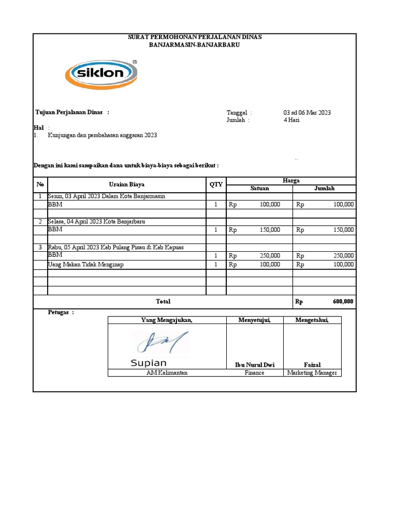 SPPD April 2023 Week 1 Pulang Pisau | PDF