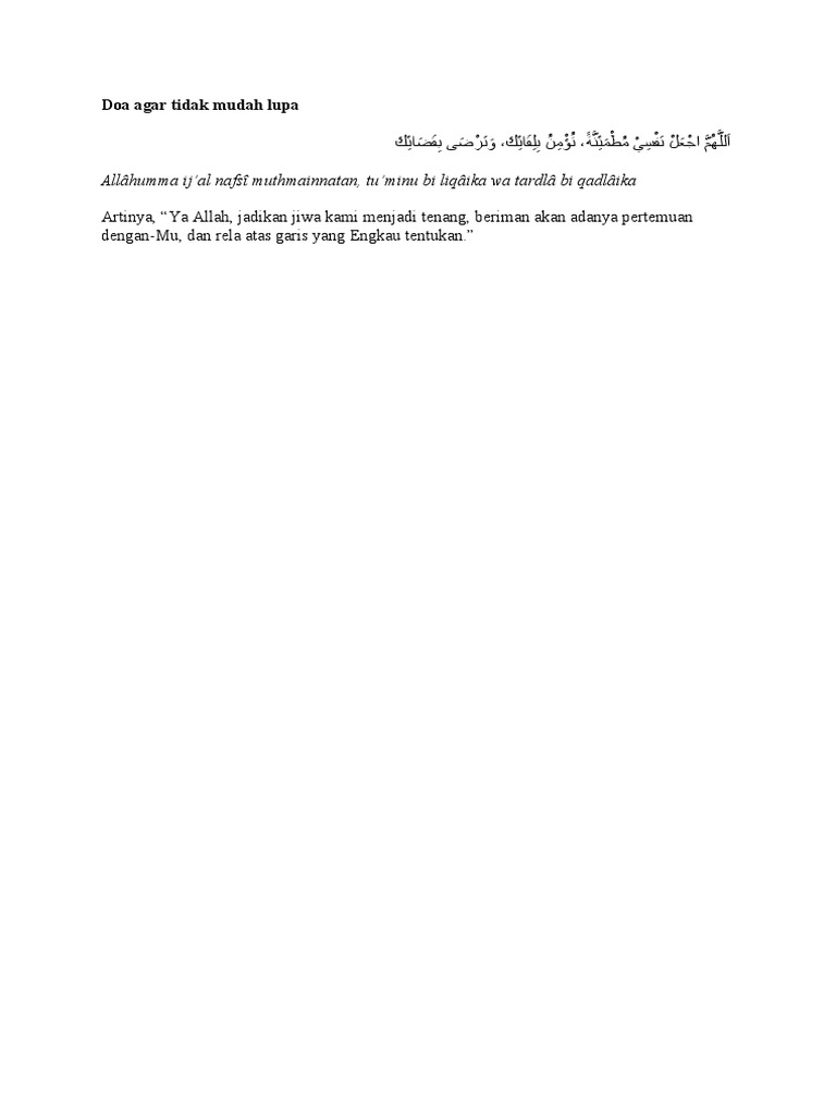 Doa Agar Tidak Mudah Lupa | PDF Doa Agar Tidak Mudah Lupa | PDF