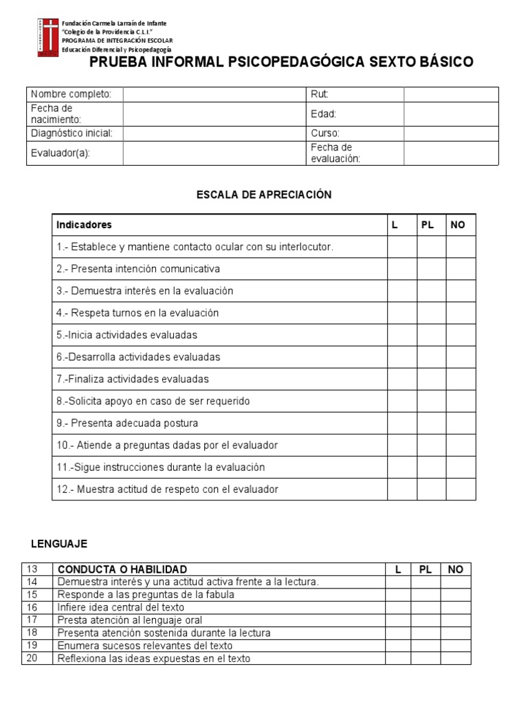6° Básico ESCALA DE APRECIACIÓN | PDF