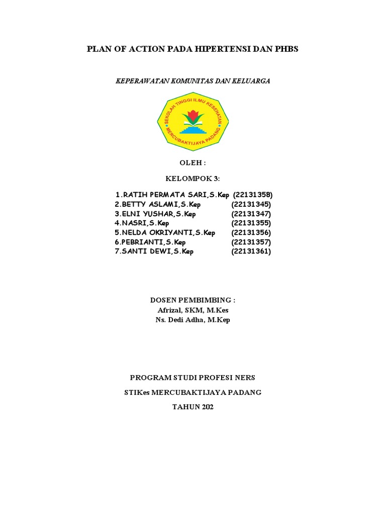Plan of Action Pada Hipertensi Dan PHBS: Oleh: Kelompok 3 | PDF