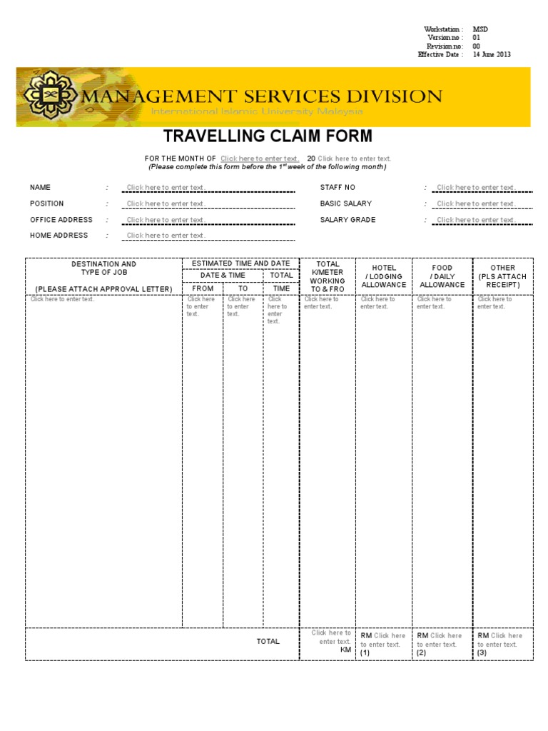Travelling Claim Form | Download Free PDF | Motorcycling