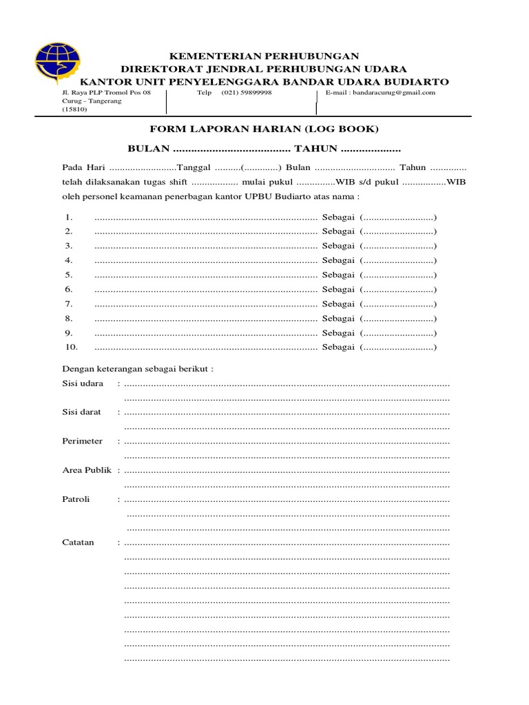 FORM LOG BOOK HARIAN AVSEC New | PDF