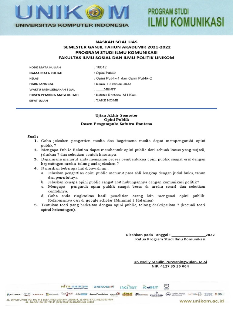 UAS Opini Publik FISIP UNIKOM | PDF