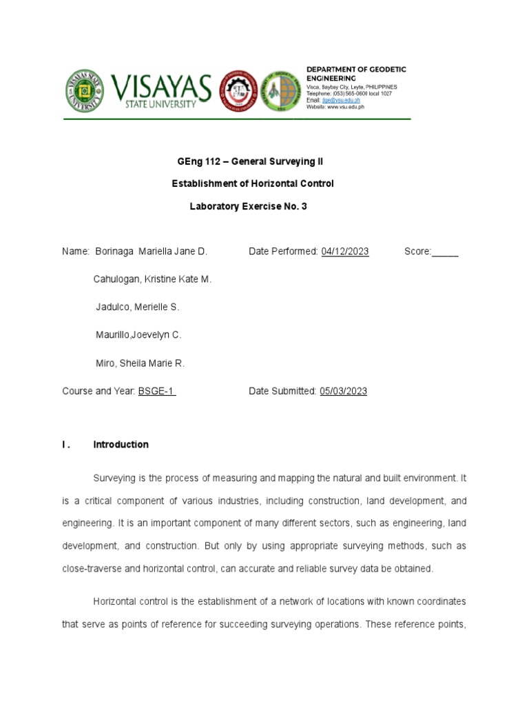 Importance of Horizontal Control in Surveying | PDF | Surveying ...