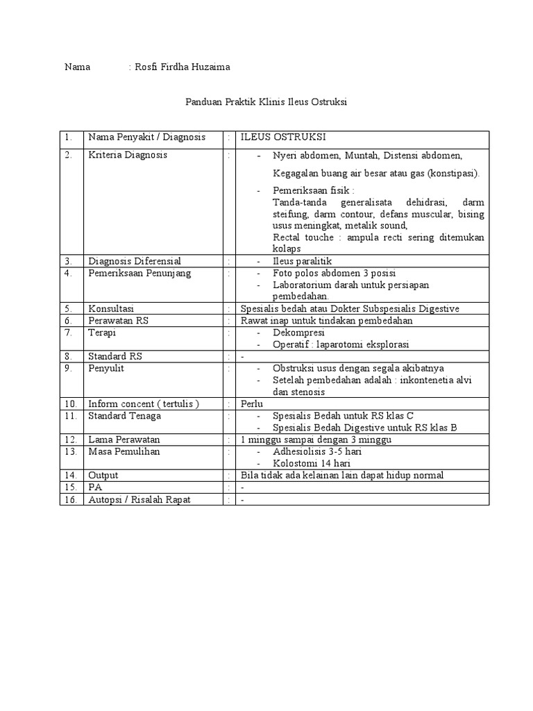 Clinical Pathway Ileus Obs Ovi Fix | PDF