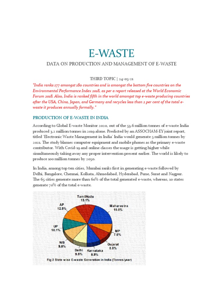 E-Waste Production and Management in India | PDF | Electronic Waste | Waste
