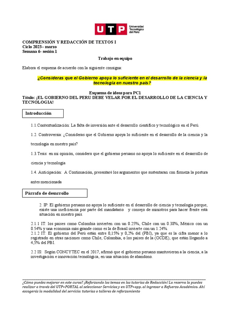 S06.s1-Esquema para PC1 | PDF