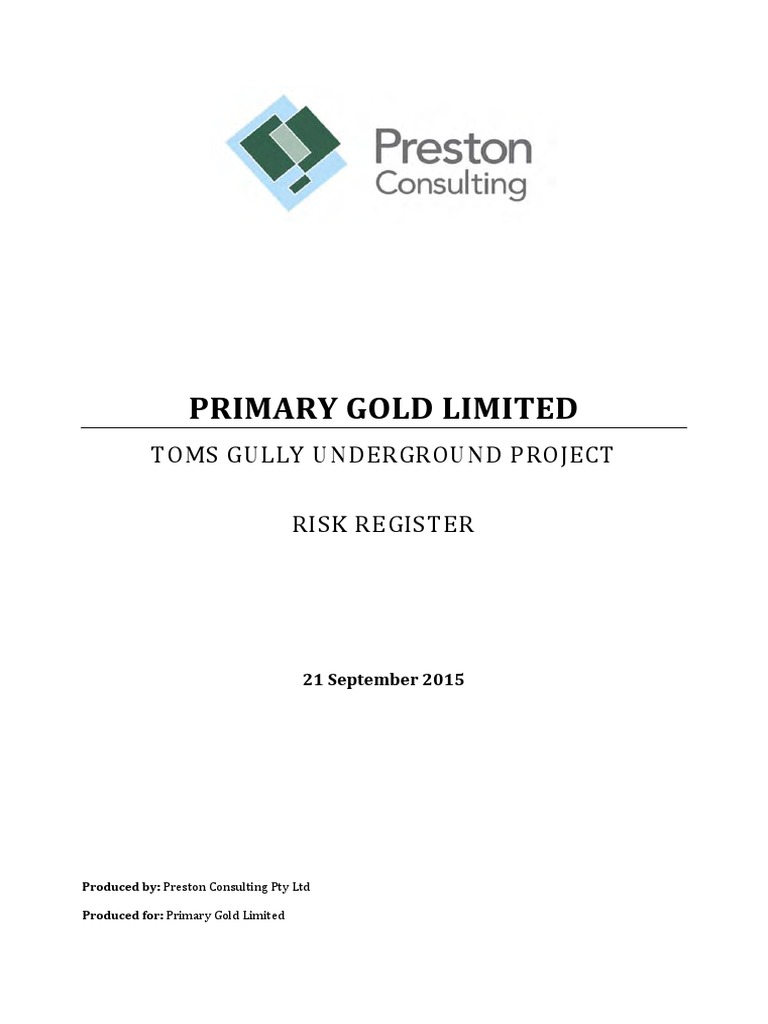 Toms - Gully - Draft - Eis - Appendix - 7 - Risk - Register Mining | PDF