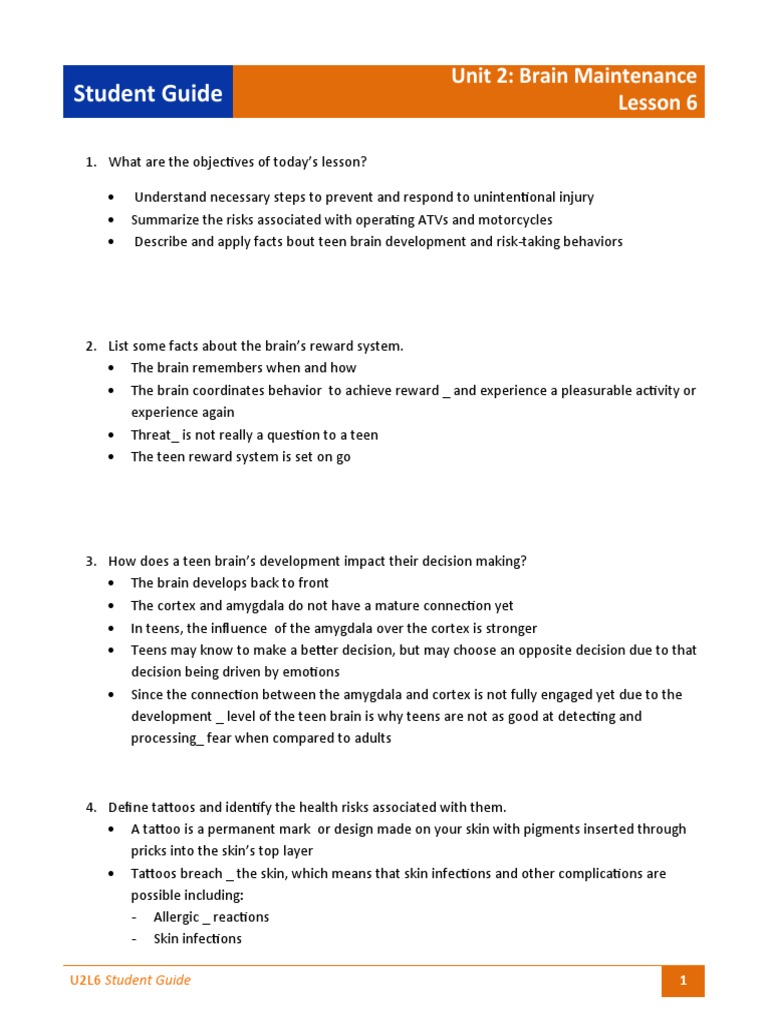 U2L6 Student Guide | PDF | Adolescence | Tattoo