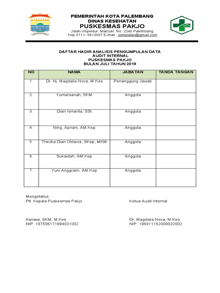 Daftar Hadir Ai Rapat Intern | PDF