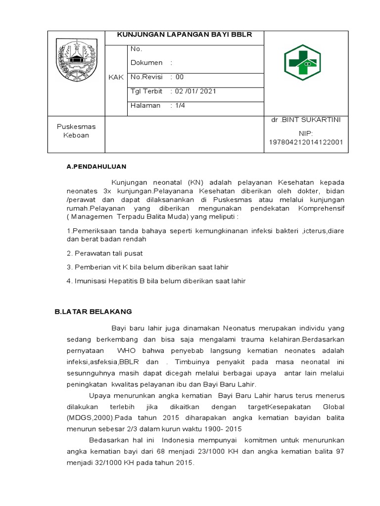 Kak Kunjungan Bayi BBLR | PDF