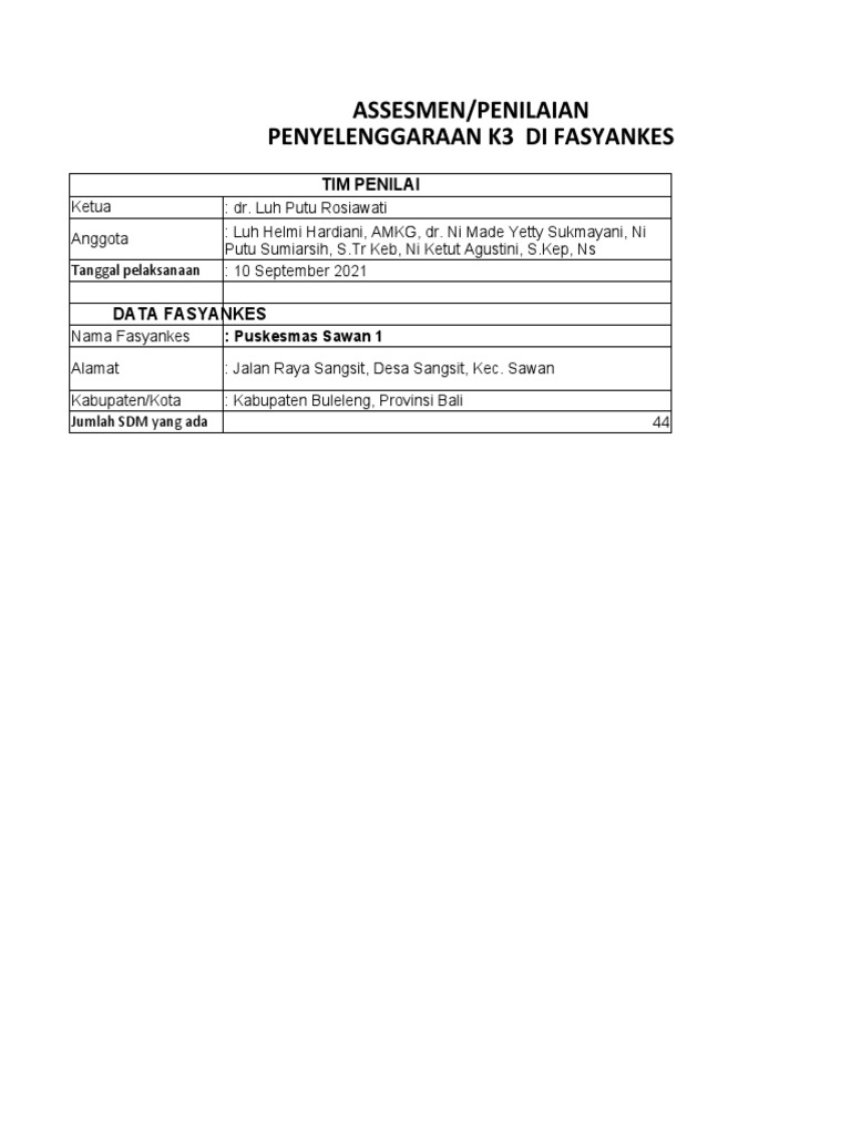 Instrumen Asesmen UKK PMK Sawan 1 | PDF