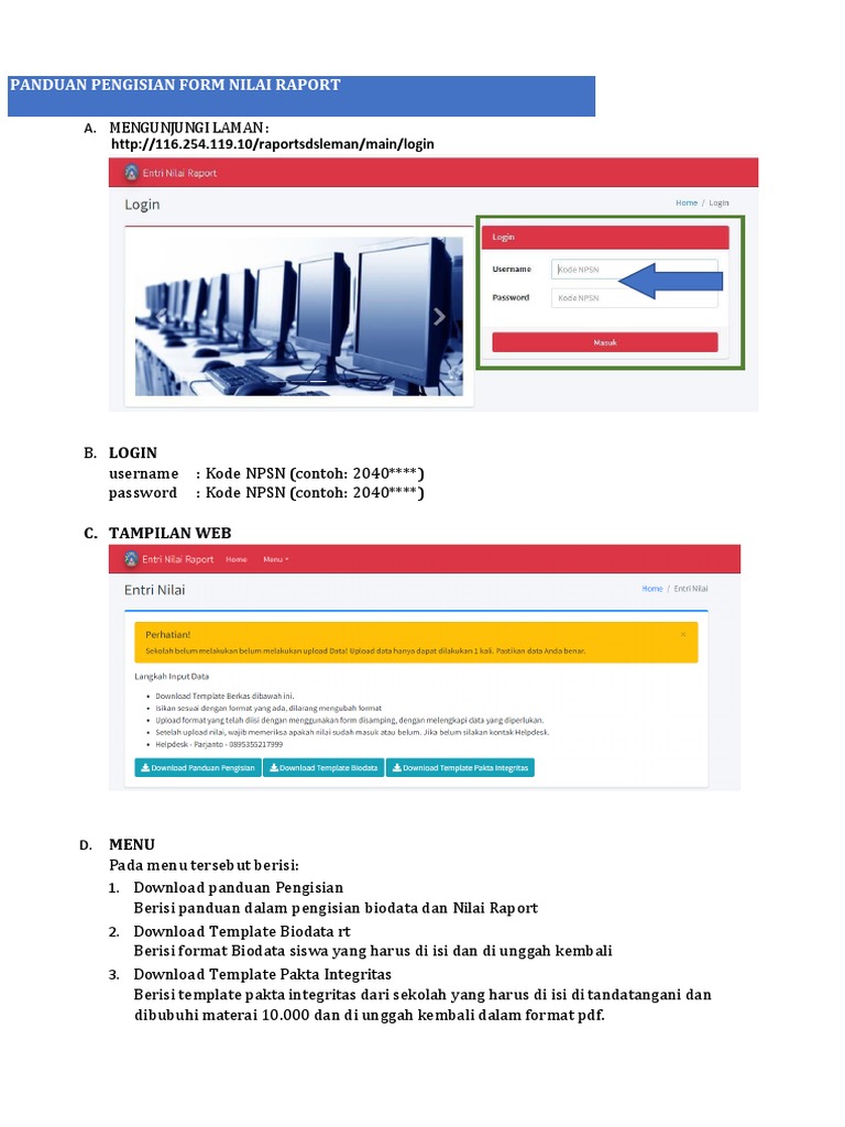 PanduanTeknis Pengisian Raport SD | PDF