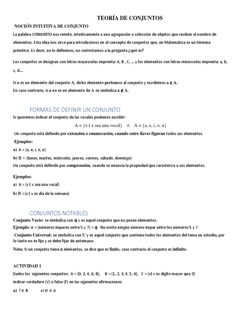 Teoria de Conjuntos | Descargar gratis PDF | Conjunto (Matemáticas ...