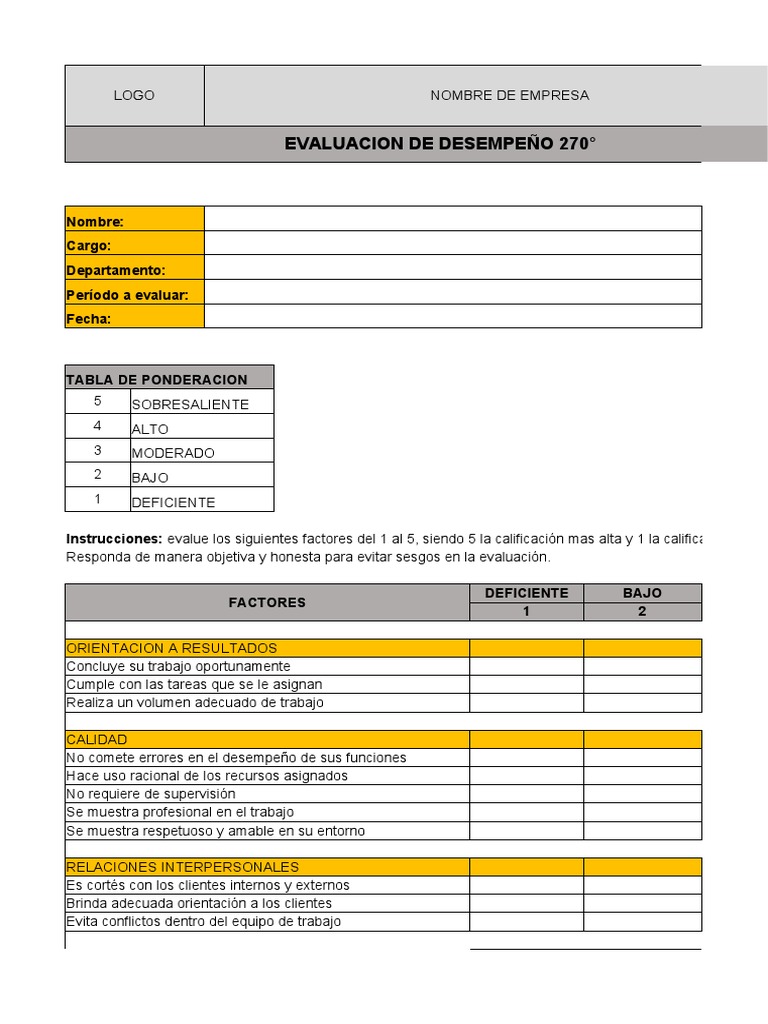 Evaluación De Desempeño 270 Jo Pdf Evaluación Business