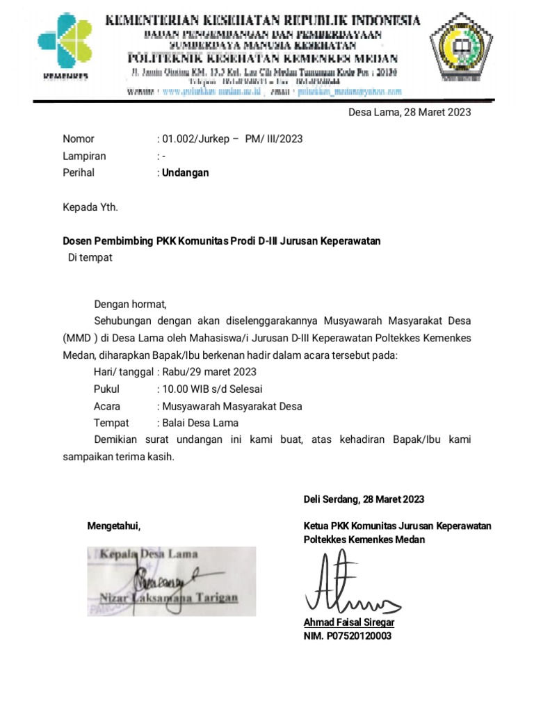 Surat Undangan Balai Desa | PDF