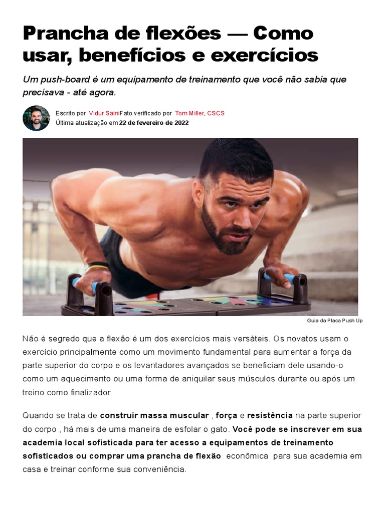 Benefícios e Uso da Prancha de Flexões | PDF | Músculo esquelético | Boa forma