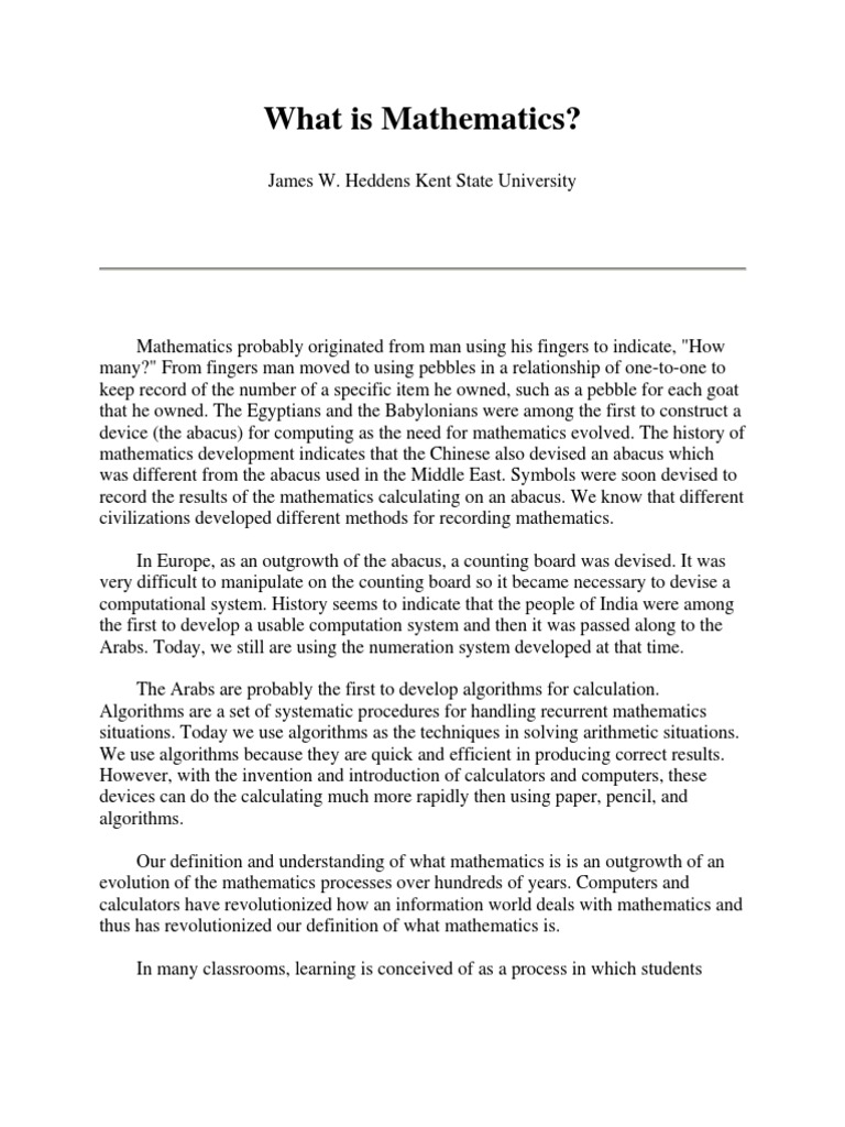 What Is Mathematics | PDF | Teaching Mathematics | Algorithms