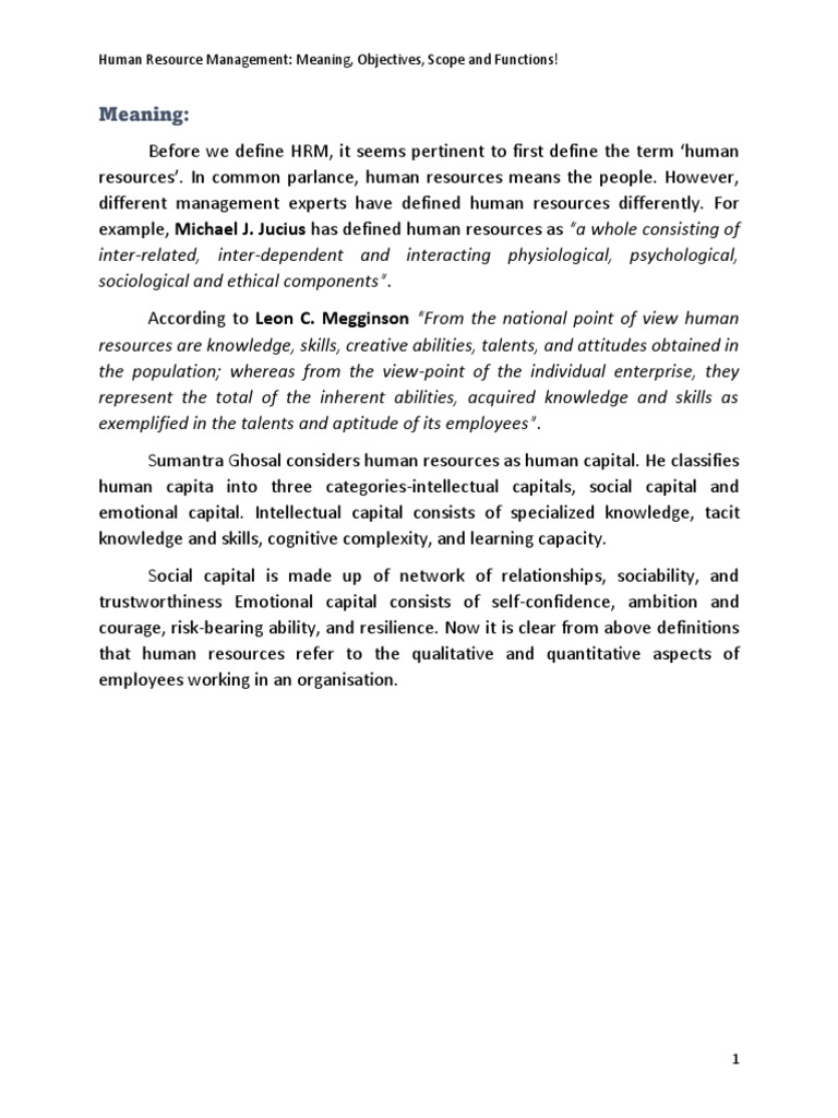 HRM (Concept, Relevance and Functions) | PDF | Human Resource ...