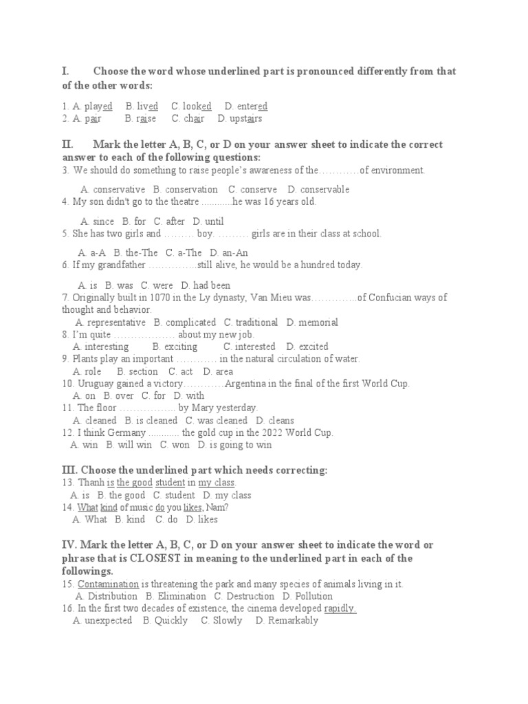 Tieng Anh 10 de Luyen Thi HK2 Co Huong Dan Giai Chi Tiet | PDF | Association Football | Forests