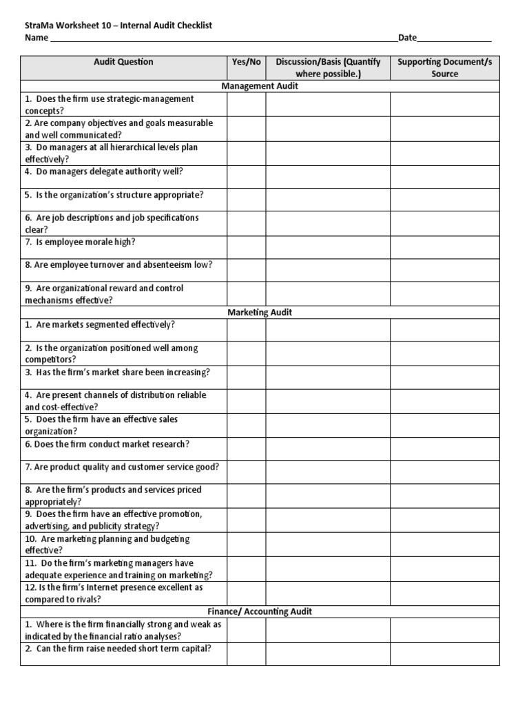 WS 10 - Internal Audit | PDF | Information System | Marketing