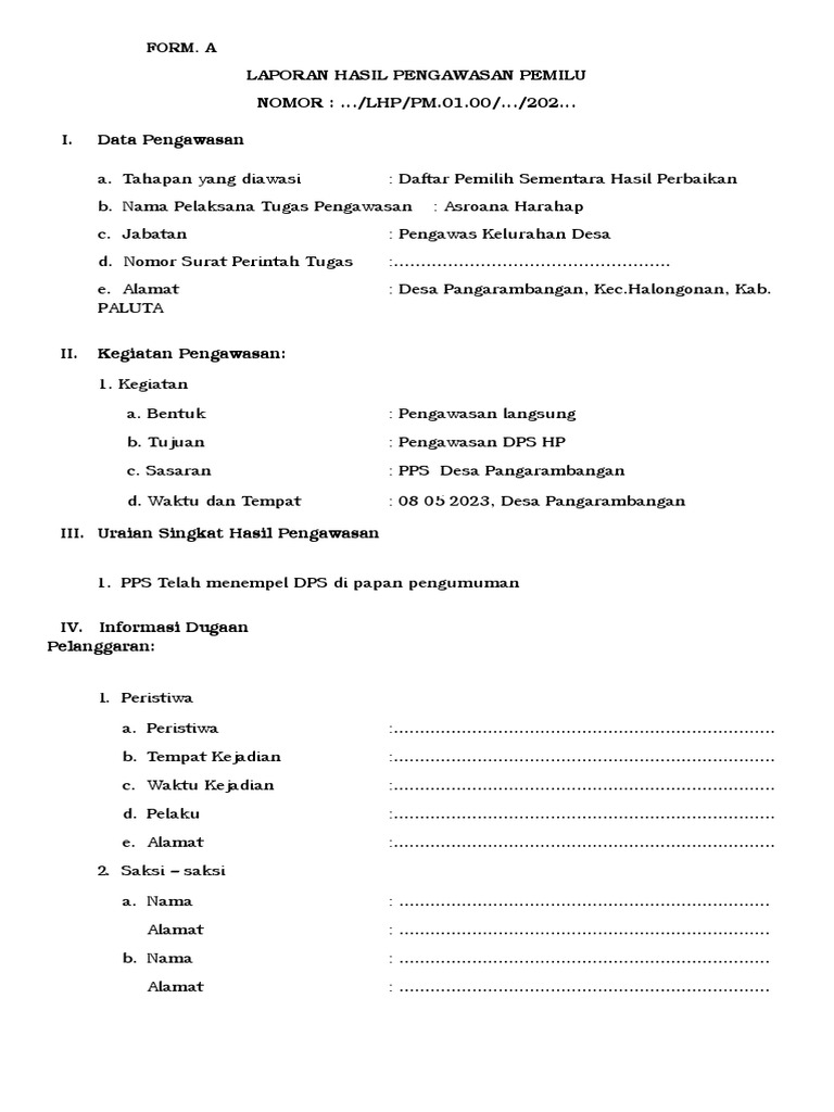 LHP Pangarambangan | PDF