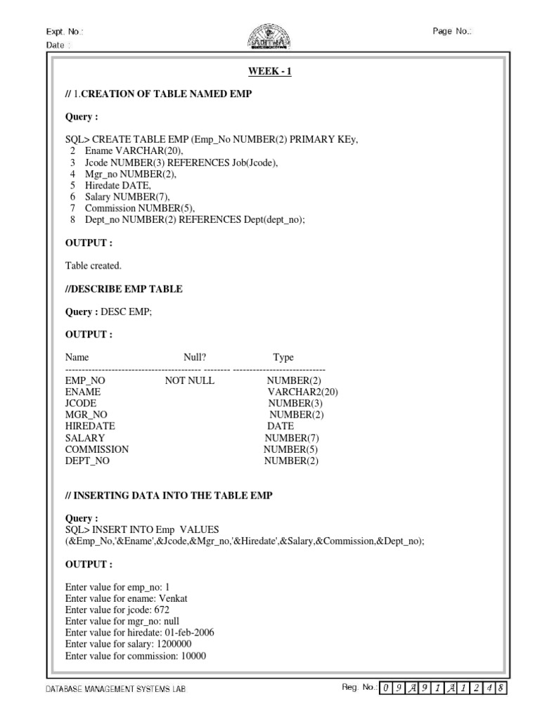 Dbms Lab Exercises Final | PDF | Pl/Sql | Sql