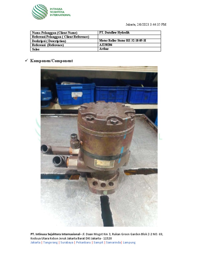 Inspection Report: Motor Roller Stator Components | PDF