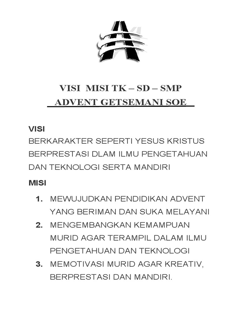 Visi Misi Sekolah Advent | PDF