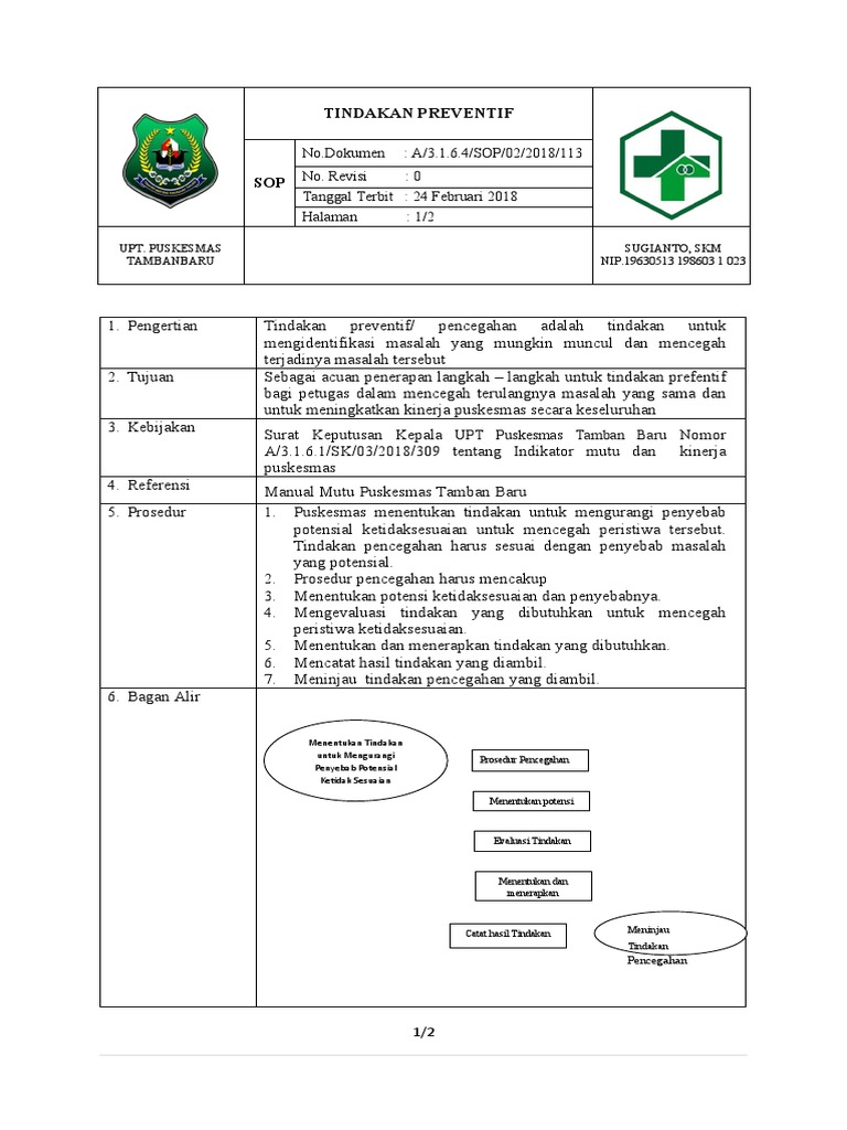 06 - SOP Tindakan Preventif Edit | PDF
