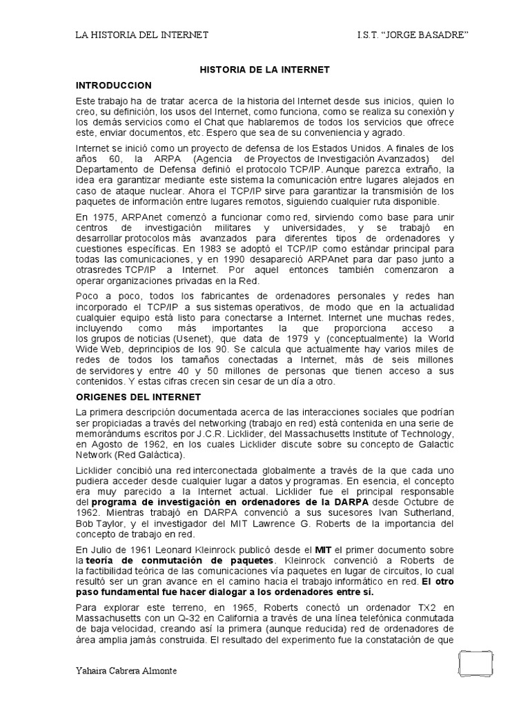 Historia de La Internet | PDF | Red mundial | Internet y web