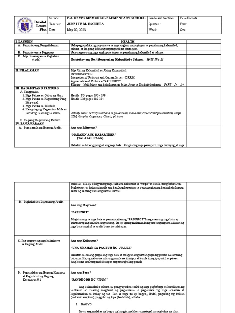 DLL For Classroom Observation 2022-2023 KALAMIDAD | PDF