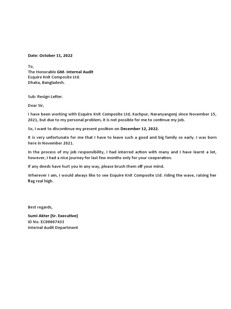 Resign Letter | PDF