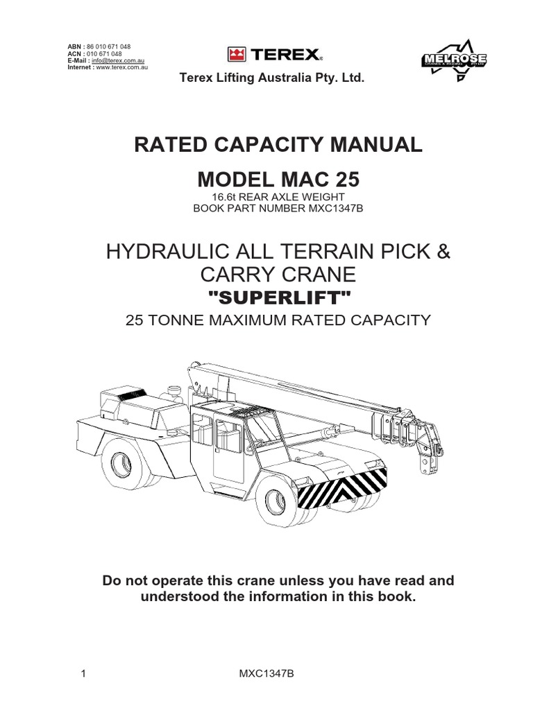 MAC25 Superlift Capacity Load+Chart | PDF
