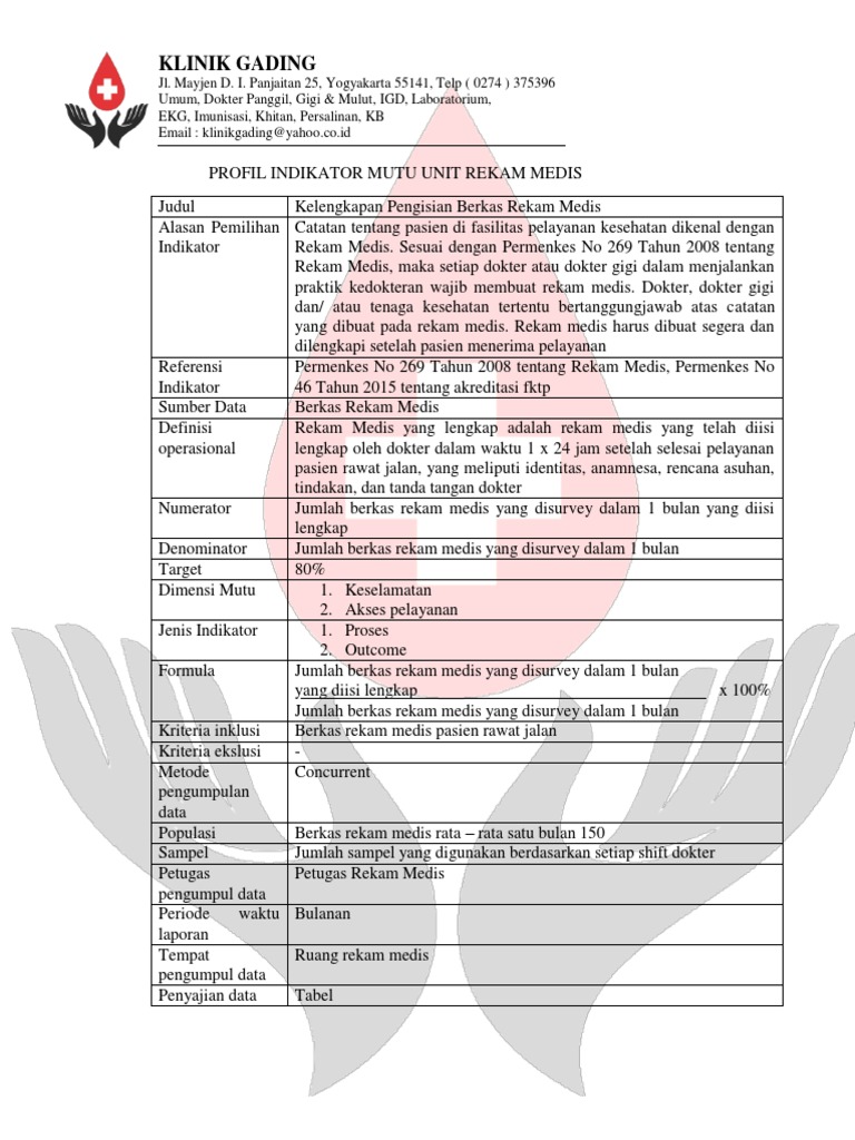 Profil Indikator Unit Rekam Medis | PDF