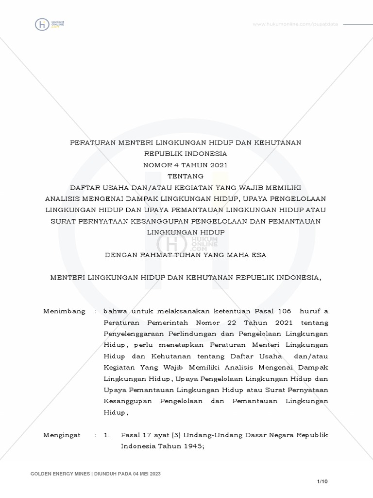 Permen LHK No 4 2021 | PDF